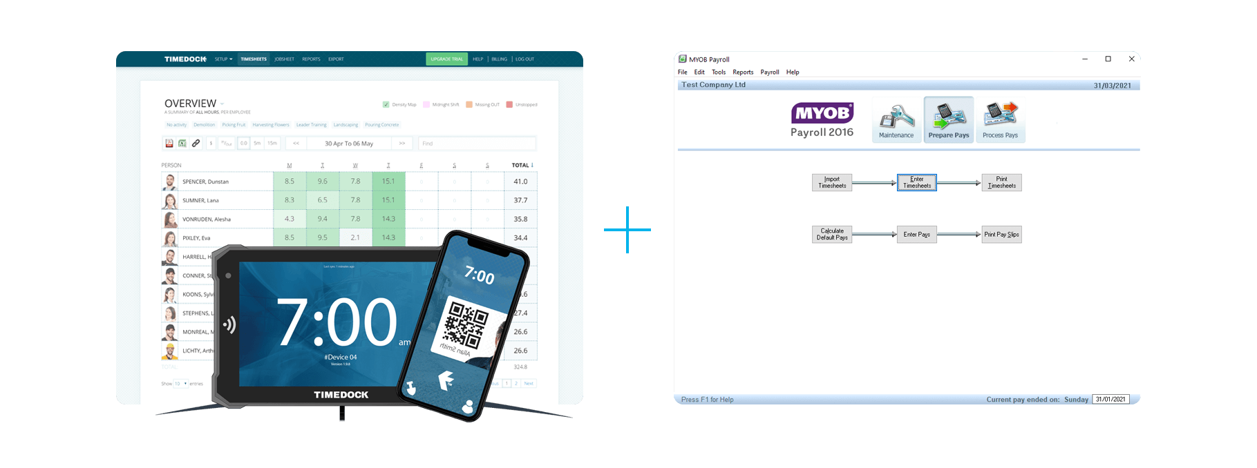  WiFi TimeClock System For MYOB