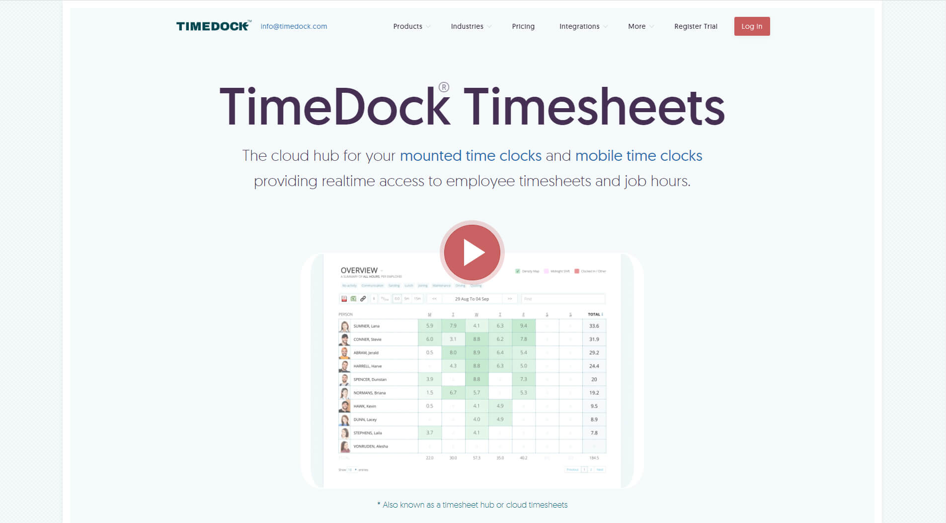TimeDock™ - Cloud timesheet hub for TimeTablet & Mobile Time Clock